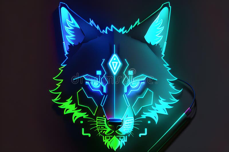 Neon Glowing Outlined Illustration of Wolf Stock Illustration ...
