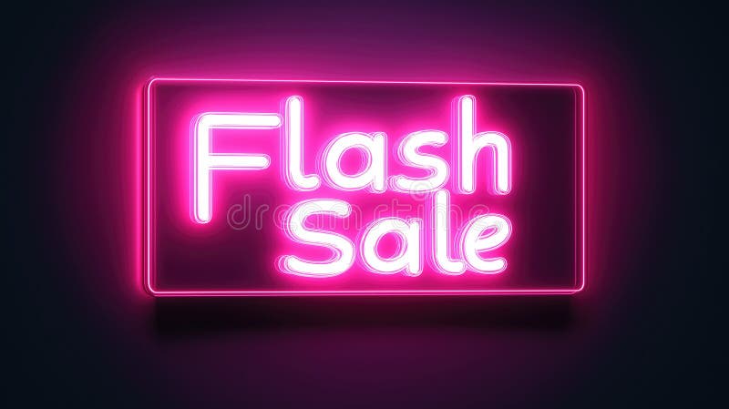 Neon Glowing Pink Flash Sale Sign on Dark Background Stock Photo ...