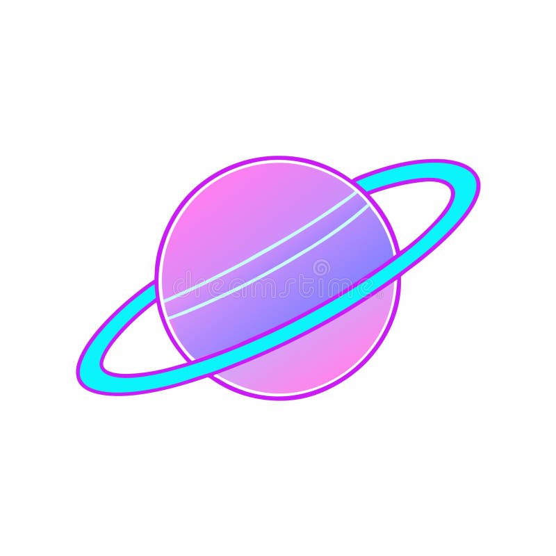 Neon-glowing-planet-with-ring Stock Vector - Illustration of futuristic ...