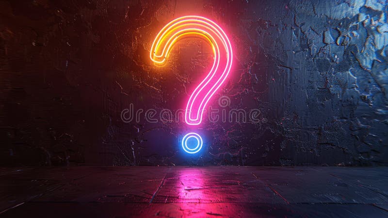 Neon Glowing Question Mark Dark Textured Wall Stock Photos - Free ...