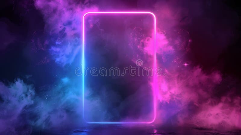 Neon Frame Sign Shape Blue Rectangle 3d Illustration Stock Photos ...