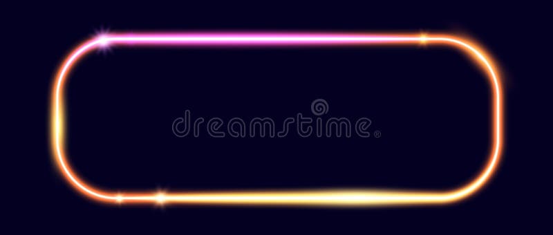 Neon Glowing Rectangular Frame. Yellow and Pink Shining Rectangle ...