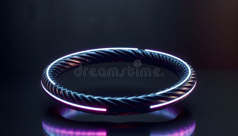 Neon Glowing Ring Abstract Futuristic Design Stock Illustration ...