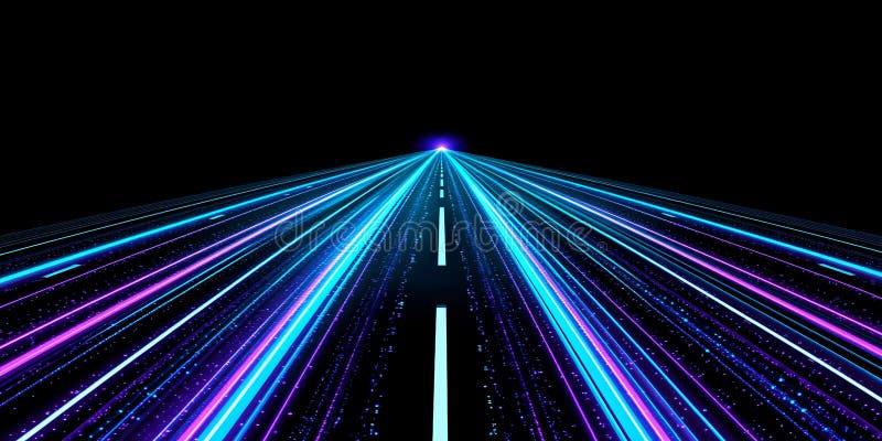 Neon Glowing Road Future Highway Abstract Speed High Quality Image ...