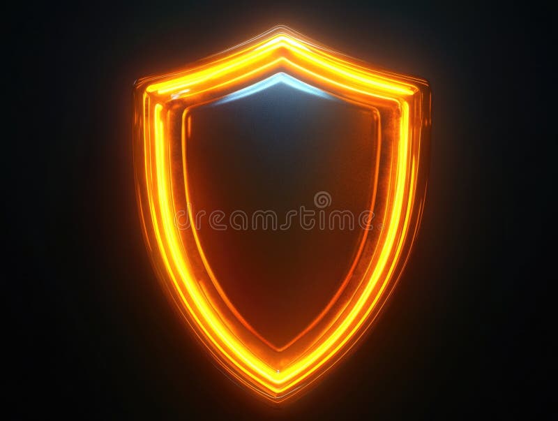 Neon Glowing Shield stock illustration. Illustration of digital - 385273595