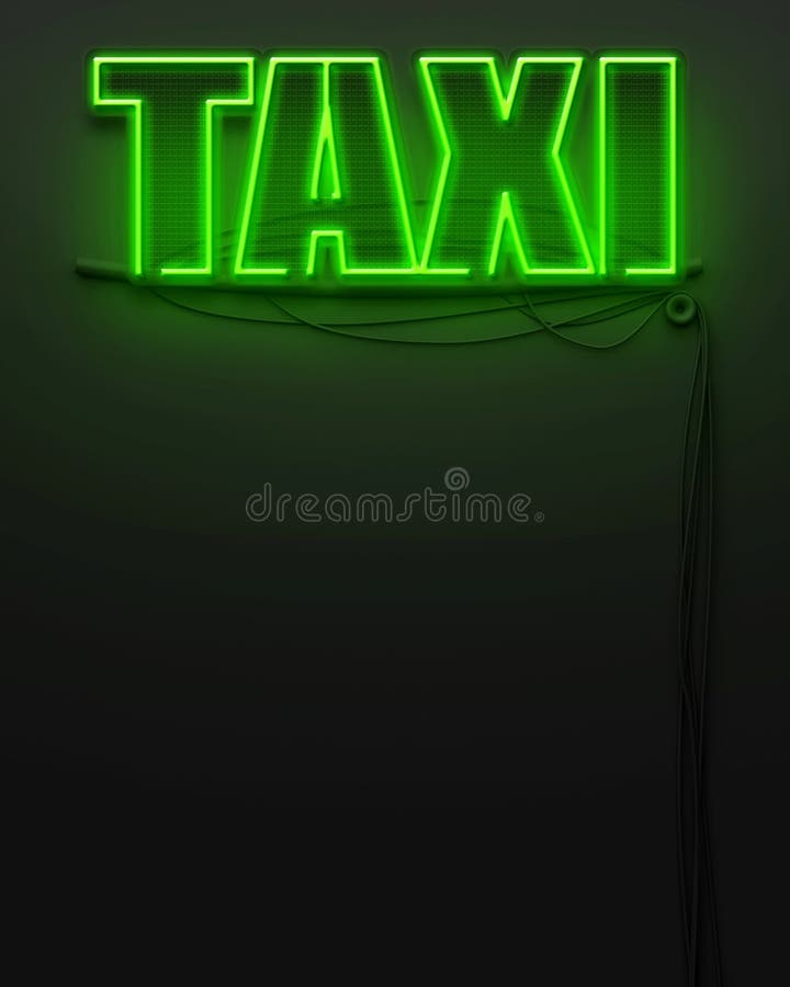 Neon Glowing Sign with Word Taxi, Copyspace Stock Illustration ...