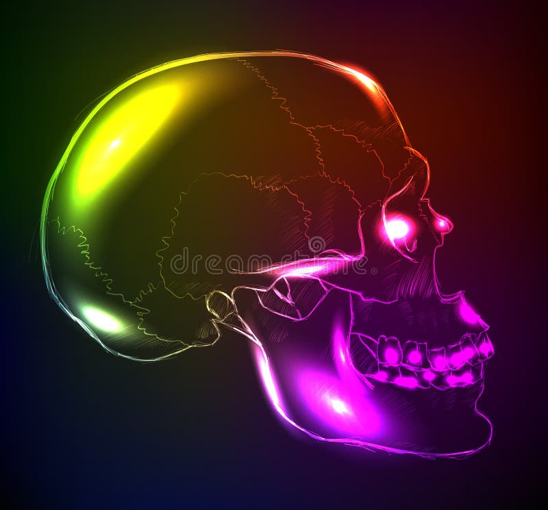 Glowing Skull Background stock illustration. Illustration of ghost ...