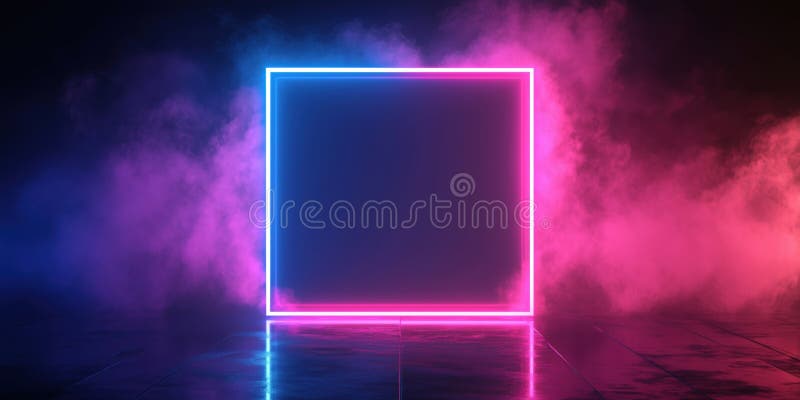 Neon Glowing Square Frame Colorful Smoke Background Creative Designs ...