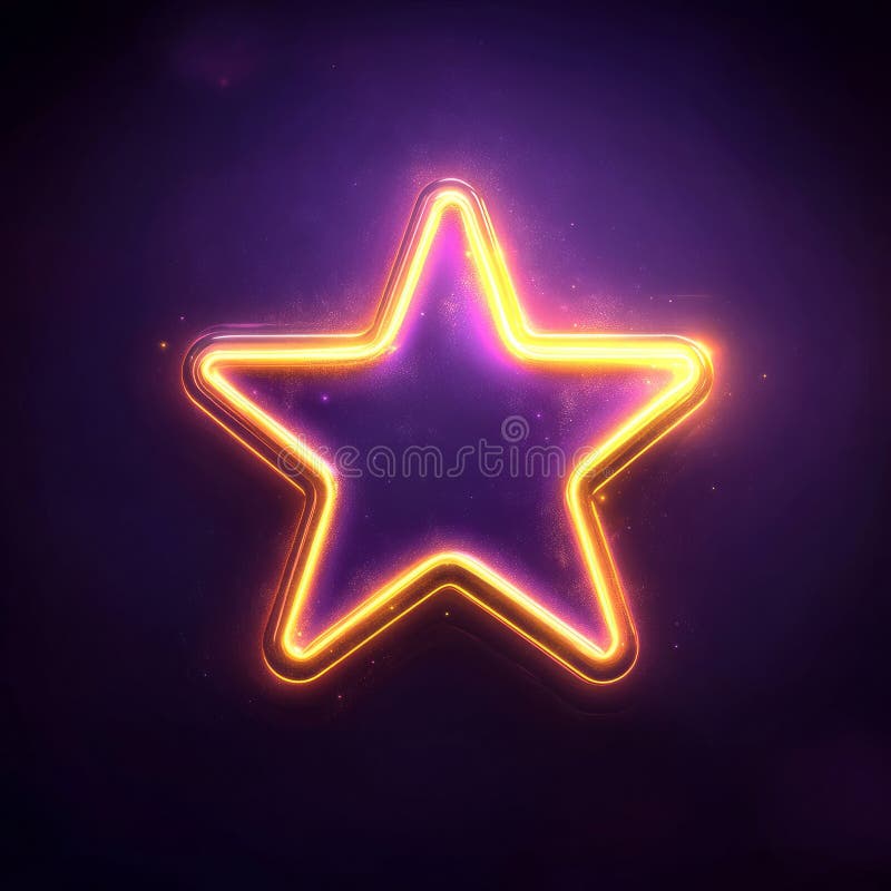 Neon Glowing Star on a Dark Purple Background. Stock Photo - Image of ...