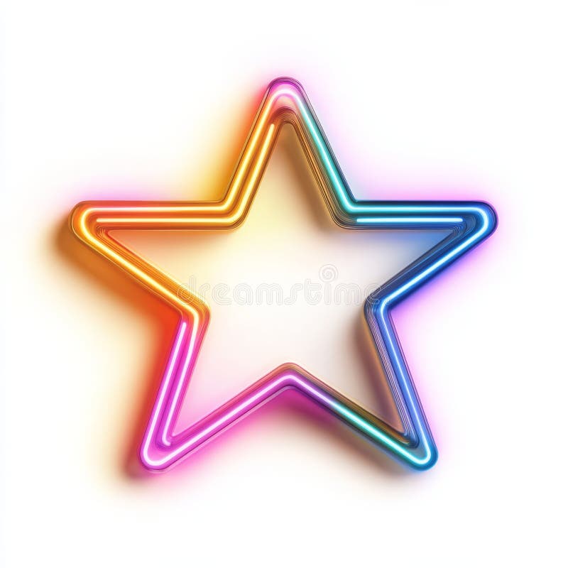 Neon Glowing Star Rating Isolated on White, Icon Stock Photo - Image of ...