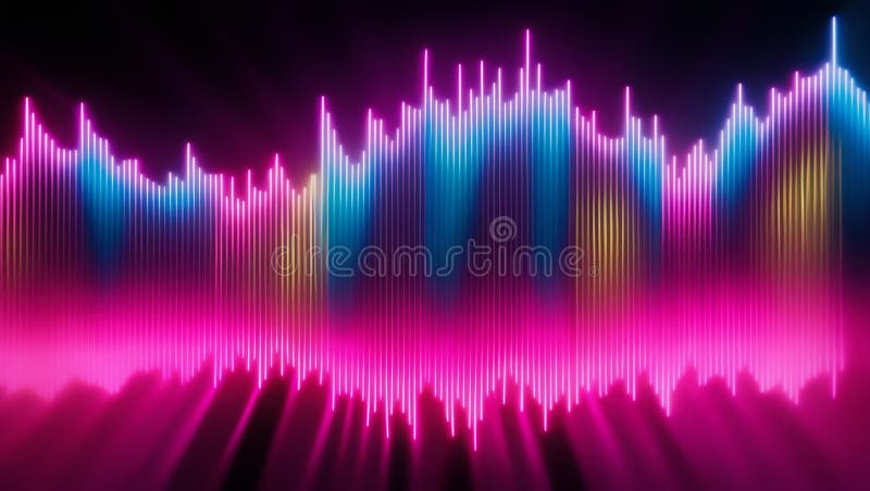 Neon Glowing Vertical Lines Creating a Colorful Audio Spectrum ...
