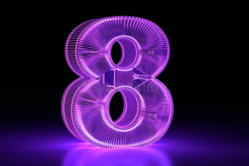 Neon Glowing Volumetric 3D Figure Eight. Purple. Digital Design Stock ...