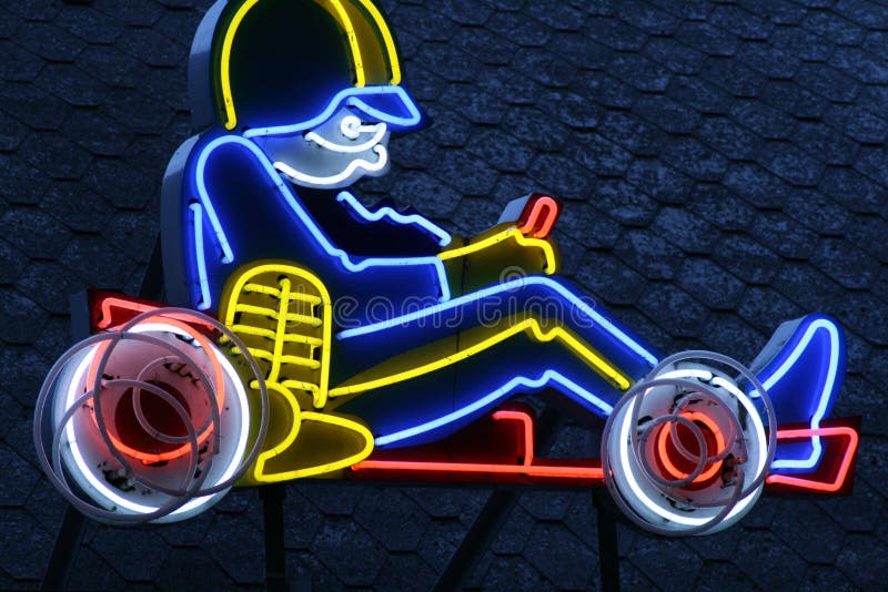 Neon Go Kart Sign stock photo. Image of colorful, motor - 17640820