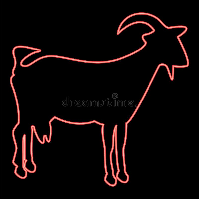 Neon Goat Red Color Vector Illustration Image Flat Style Stock Vector ...