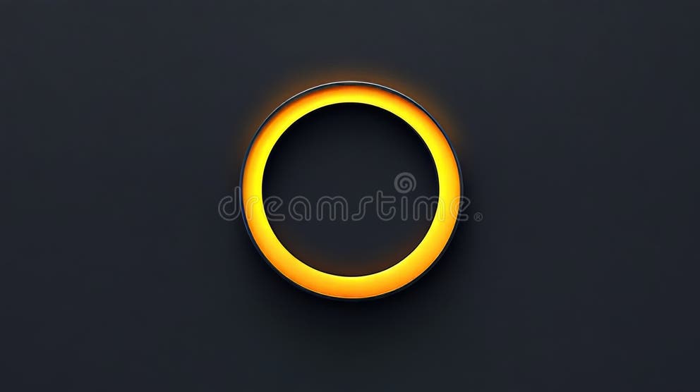 Neon Gold Circle, Illuminated Ring on Textured Black, Minimal Design ...