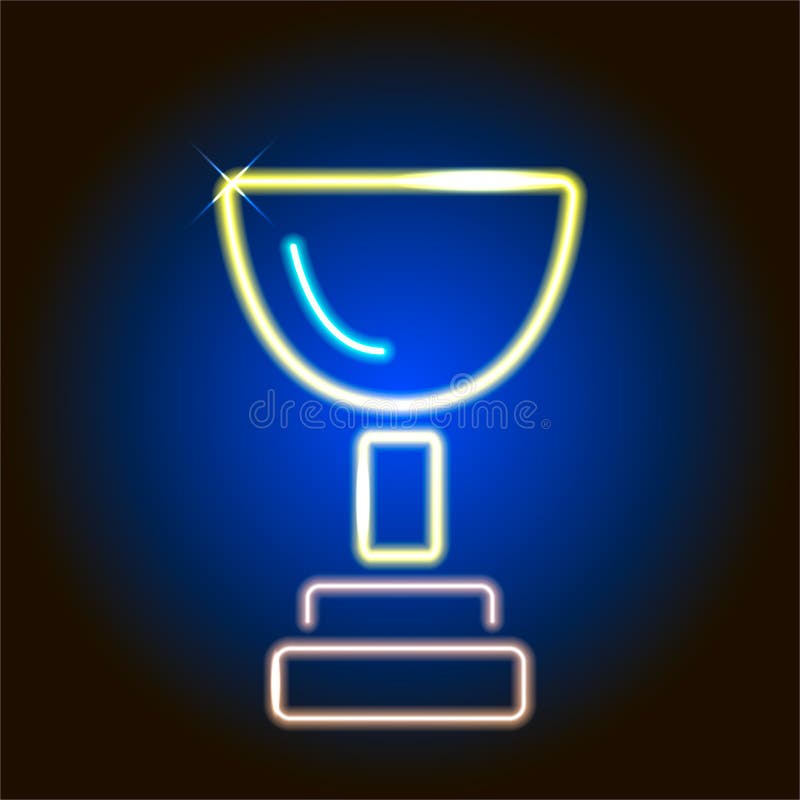 Neon Golden Cup Icon, Winner Present, First Place Stock Illustration ...