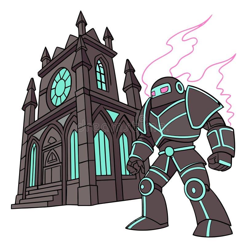 Neon Gothic Golem Character Stock Illustration - Illustration of ...