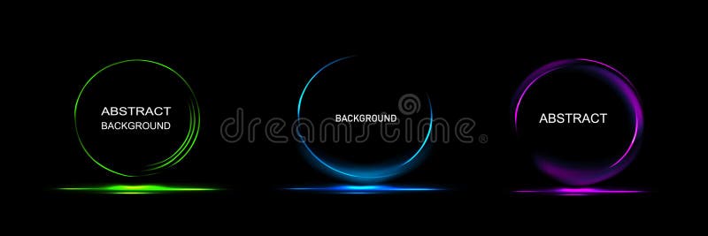 Neon Gradient Frames, Set of Glowing Round Futuristic Design Elements ...