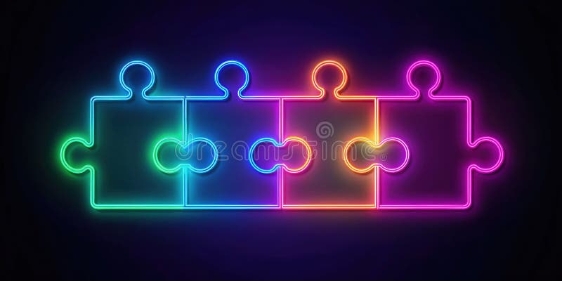 Neon Gradient Jigsaw Puzzle Pieces a Vibrant Visual Metaphor for ...