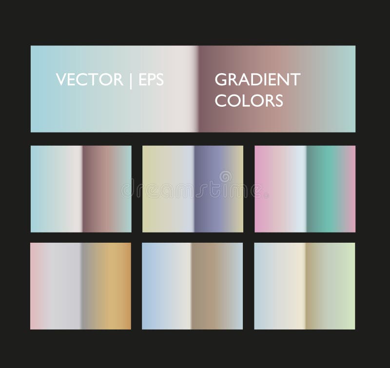 Vivid Gradient Set. Chrome, Blue, Green, Shiny Colorful Palette ...