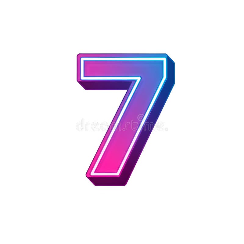 Isolated Number Seven with a Neon Style Gradient from Purple To Blue on ...