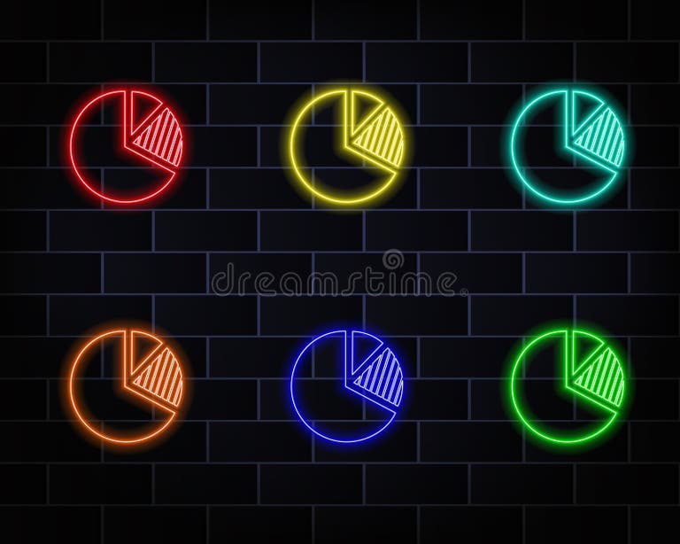 Neon Gradient Pie Chart, Infographics Collection for Reports and ...