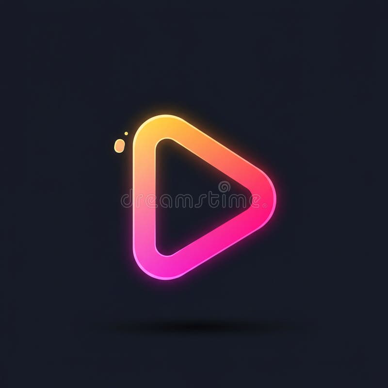Neon Gradient Play Button with a Glowing Effect on a Dark Background ...