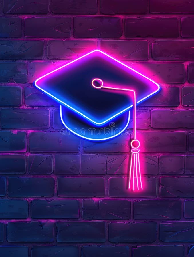 Neon Graduation Cap Brick Wall Stock Photos - Free & Royalty-Free Stock ...