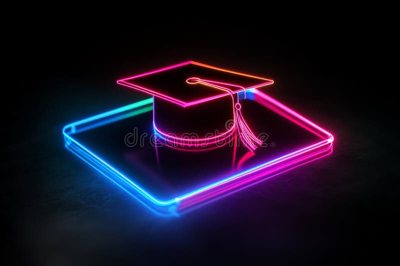 Neon Graduation Class Logo stock illustration. Illustration of ...