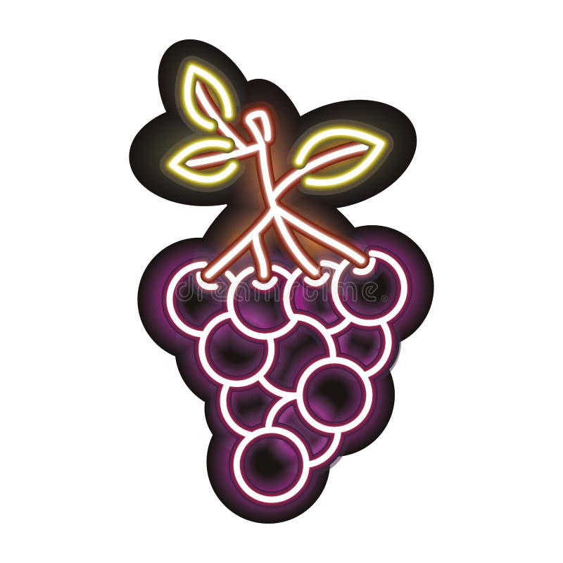 Neon grape icon stock vector. Illustration of symbol - 79182120