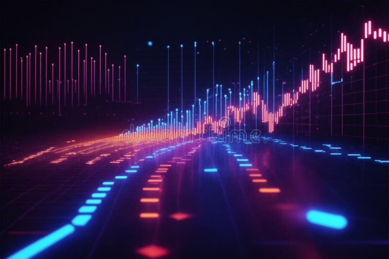 Neon Graph, Growth Dynamics, Changes in a Futuristic Style. Ai ...