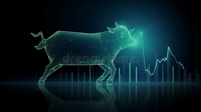 Neon Graphic Vector of Bull Market Illustration Generative AI Stock ...