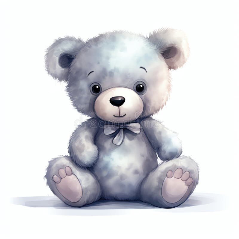 Neon Gray Teddy Bear Illustration for Nursery Stock Illustration ...