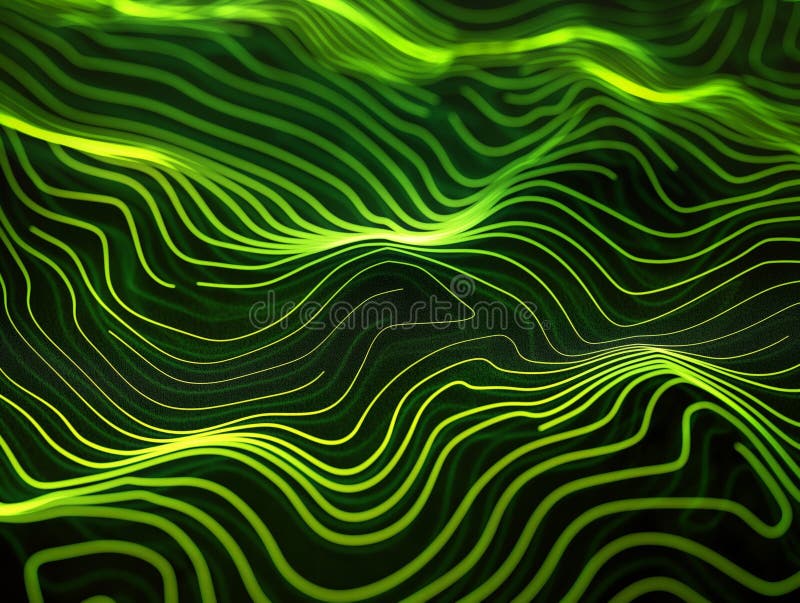 Neon Green Abstract Wave Lines Stock Illustration - Illustration of ...