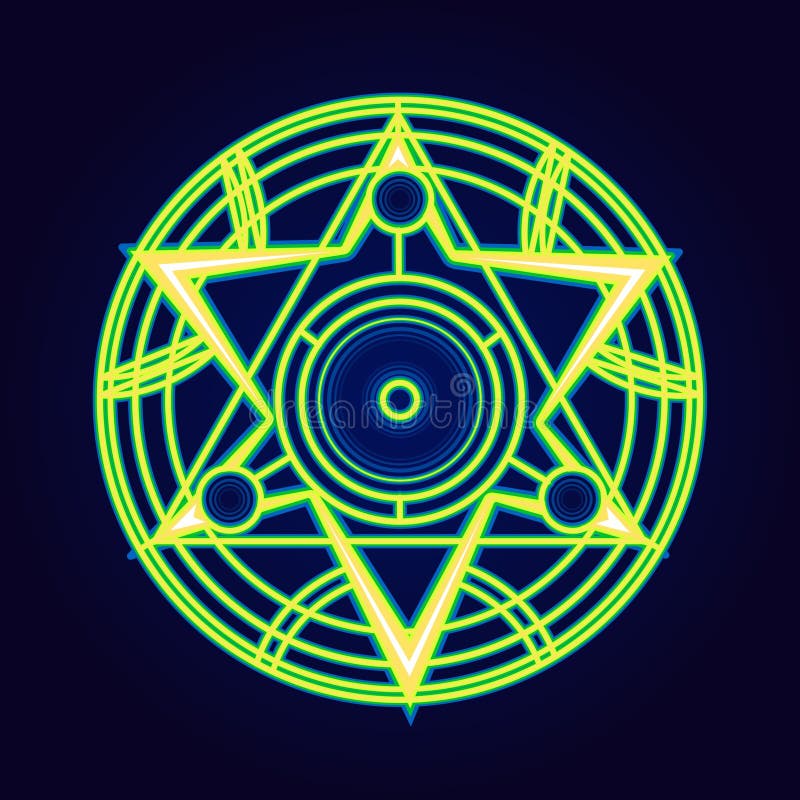 Neon Green Arcane Star. Sacred Esoteric Geometric Symbol Stock Vector ...