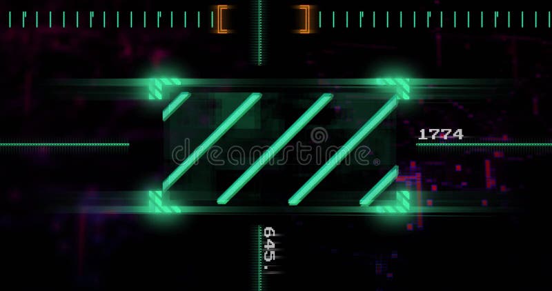 Neon Green Bars and Digital Numbers Image Over Dark Background with ...