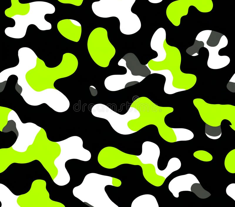 Neon Green Black and White Camo Pattern Seamless Texture for Design ...