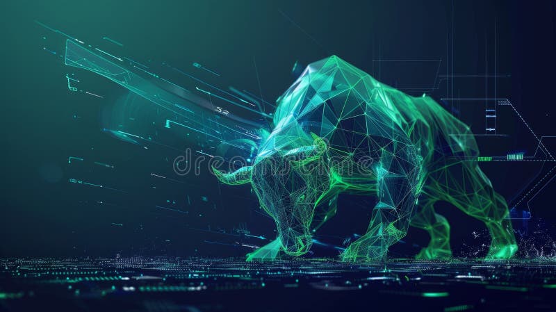 The Neon Green Bull.AI Generated Stock Illustration - Illustration of ...