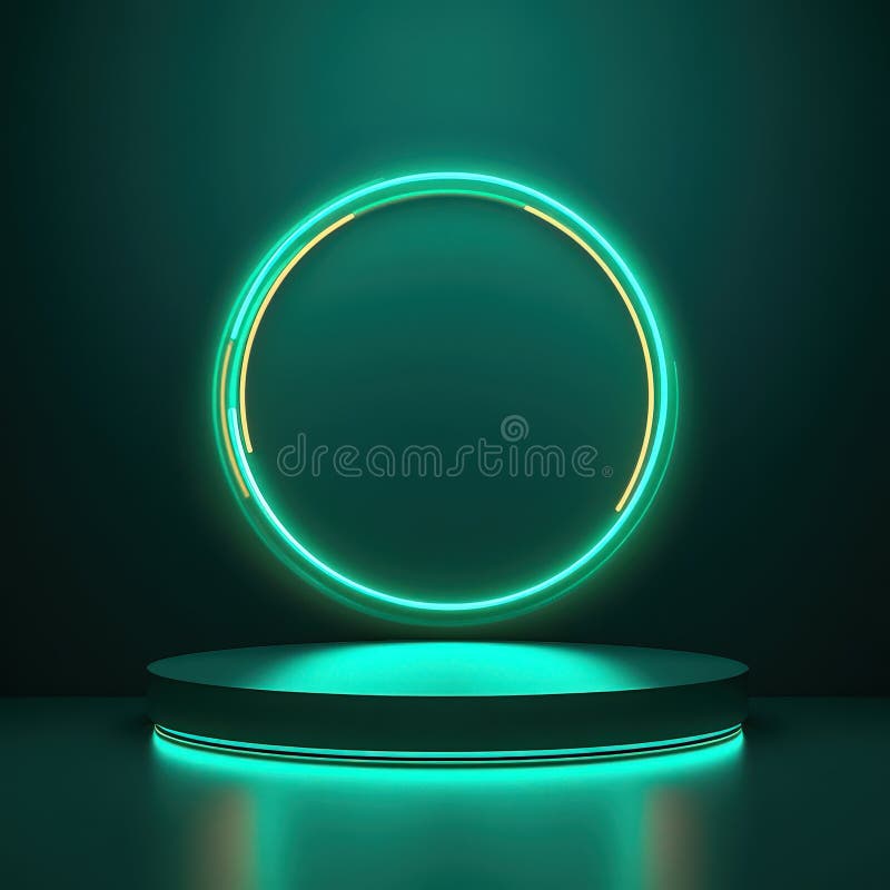 Neon Green Circle Platform for Product Display. Stock Illustration ...