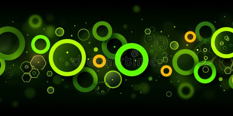 Neon Green Circles Abstract Background. Green and Yellow Round Shape on ...