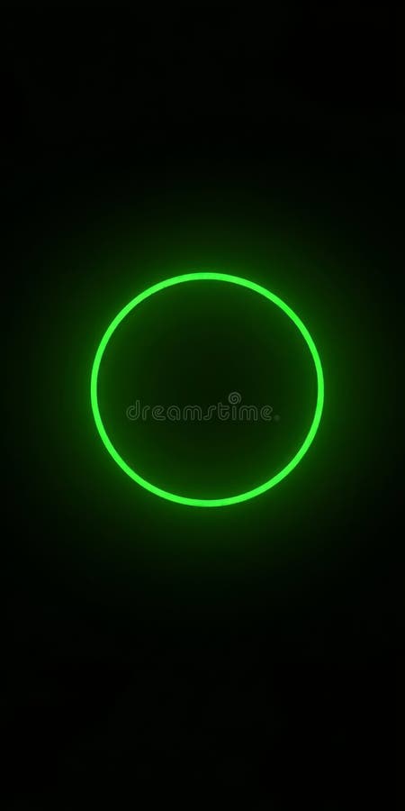 Neon Green Color Geometric Round Empty Circle on Dark Black Color Empty ...