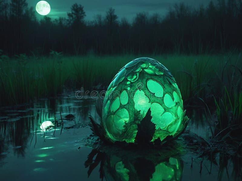 Neon Green Glowing Radioactive Transparency Dragon Egg in the Dark ...
