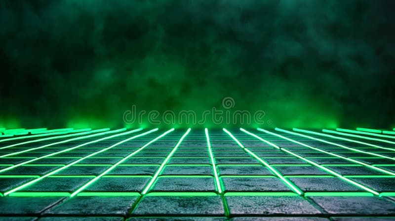 Neon Green Grid Background with Light Effects and Texture Stock ...