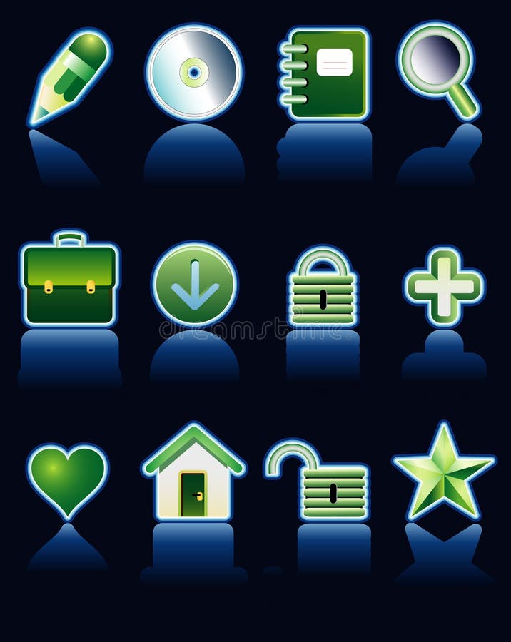 Neon green icons stock vector. Illustration of computer - 5080478
