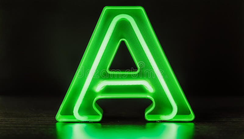 Neon Green Letter a on Black Background Stock Illustration ...