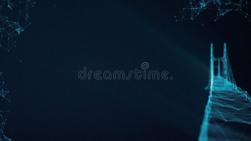 Neon Green Lines in a Shape of a Bridge on Dark Blue Background ...