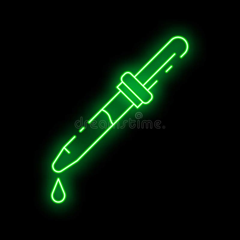 Neon Green Pipette Dripping Liquid on Black Background Stock Vector ...