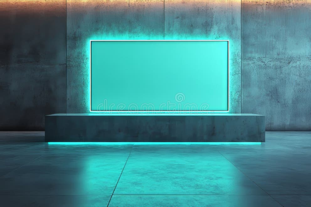 A Neon Green Rectangle Frame is Mounted on a Dark Textured Wall, with a ...