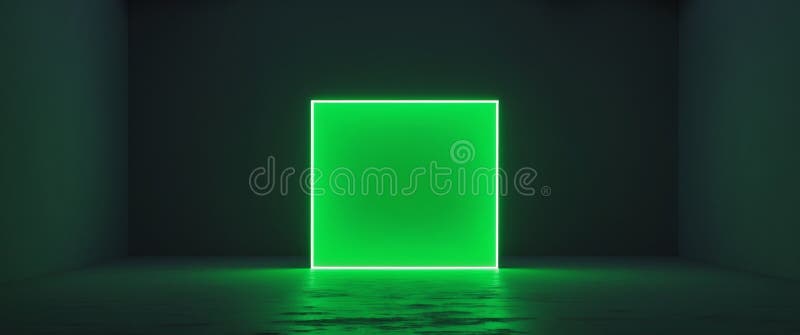 Neon Green Square Lit Up Dark Room Stock Photos - Free & Royalty-Free ...