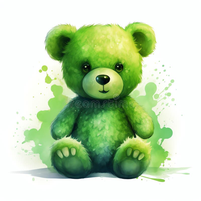 Neon Green Teddy Bear Illustration for Nursery Stock Illustration ...